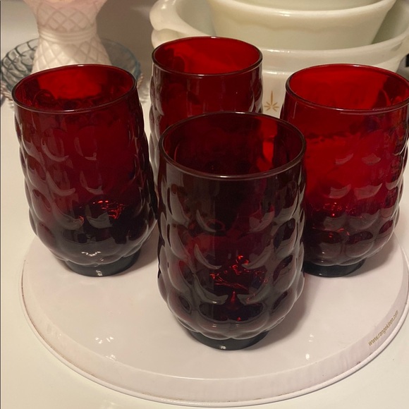 Fire King | Dining | Four Perfect Vintage Hocking Royal Ruby Bubble ...